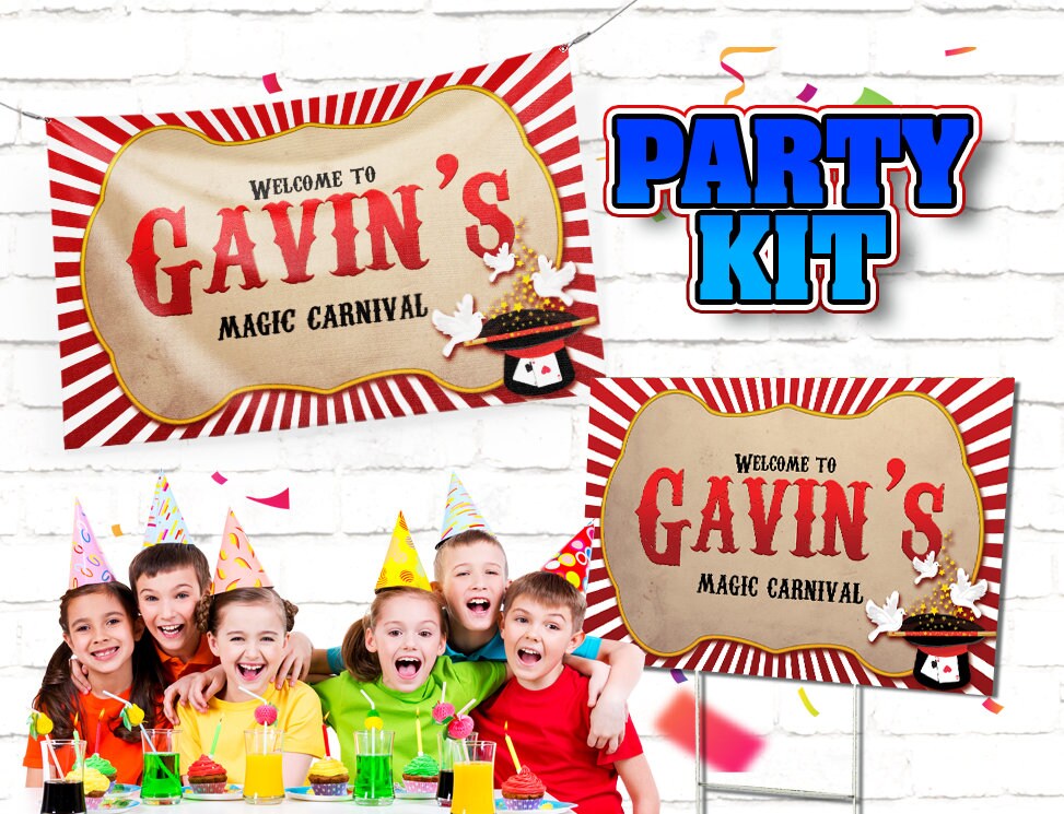 Magic Birthday Banner, Circus Carnival Party, Custom Vinyl Banner ...
