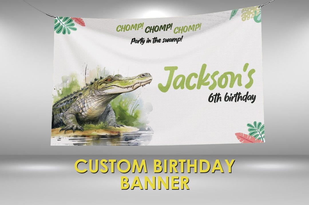 Crocodile Birthday Banner, Crocodile Party Custom Vinyl Banner ...