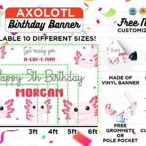 Axolotl Birthday Banner, Axolotl Party Decorations, Axolotl Custom ...