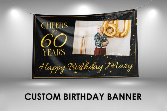 60th Birthday Banner 60th Backdrop Decor Custom Vinyl | Etsy