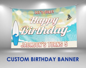 Surfer Surf Board and Woody Customized Birthday Banner - Etsy