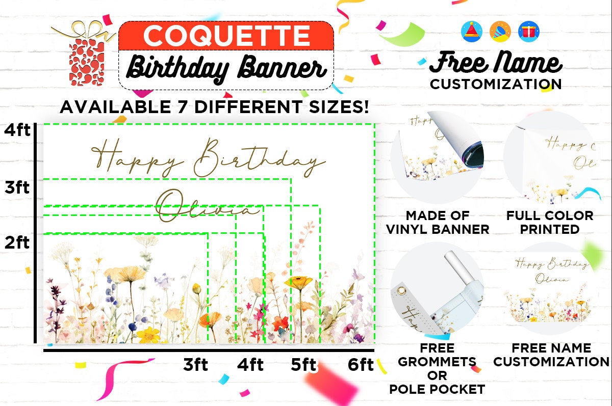 Coquette Garden Party Birthday Banner, Garden Banner Decorations ...