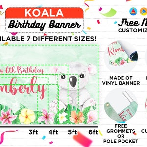 Koala Birthday Banner, Koala Party Decor, Custom Vinyl Banner ...