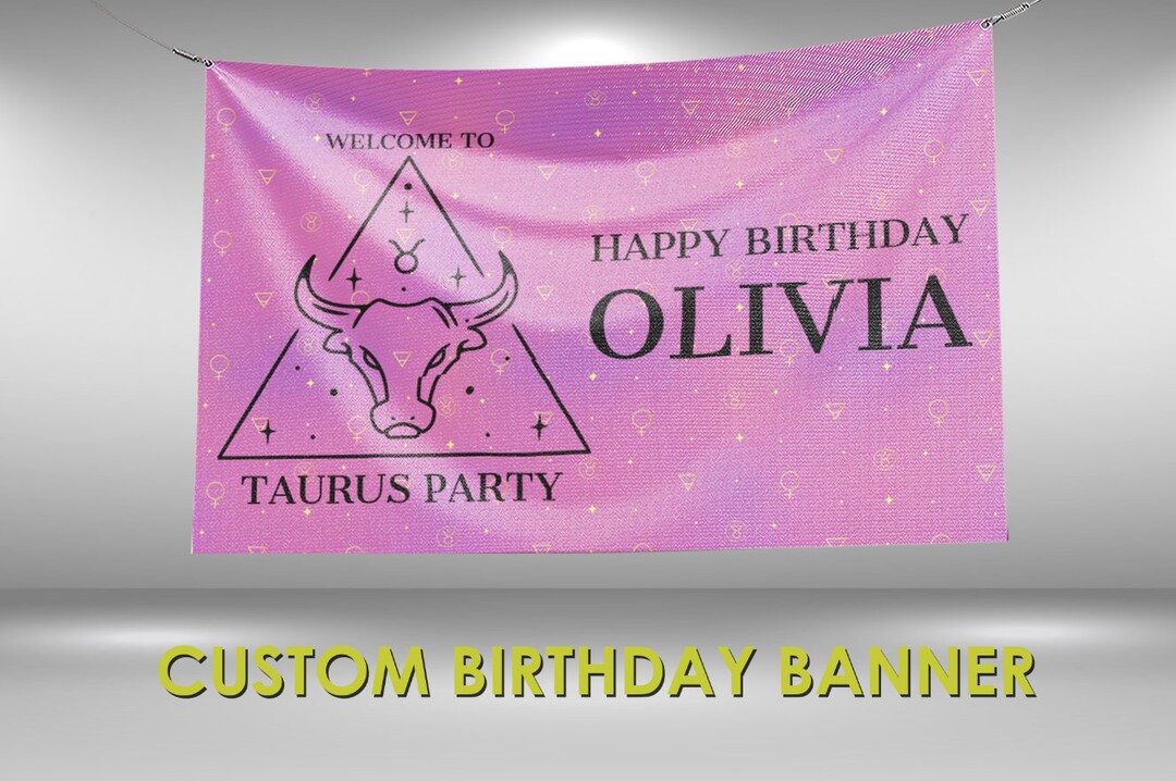 Taurus Birthday Banner, Taurus Zodiac Sign Party, Zodiac Sign Party ...