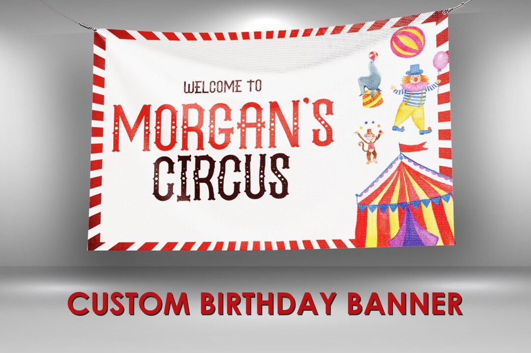 Circus Clown Birthday Banner, Circus Birthday Party, Circus Birthday ...