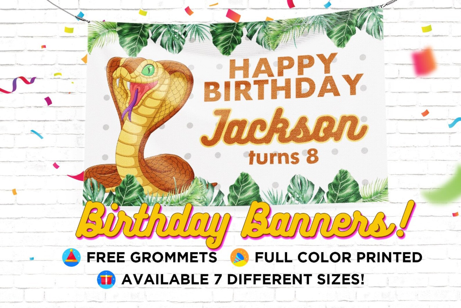 Snake Birthday Banner, Reptile Party Theme Banner, Custom Party Banner ...