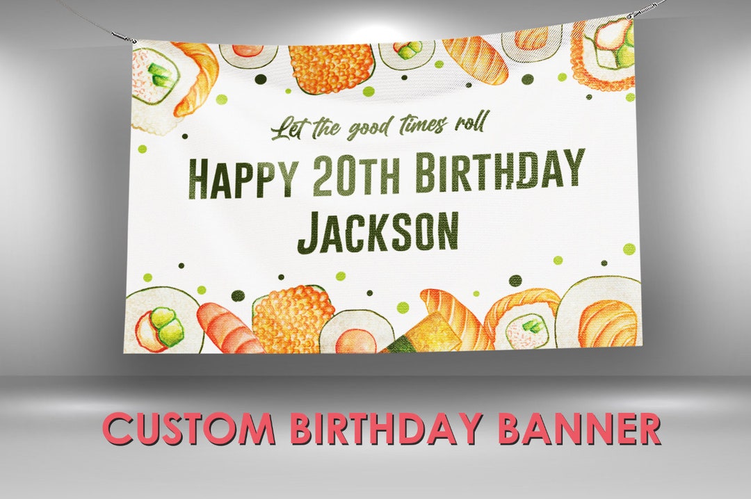 Sushi Birthday Banner Sushi Theme Party Night Let the Good - Etsy
