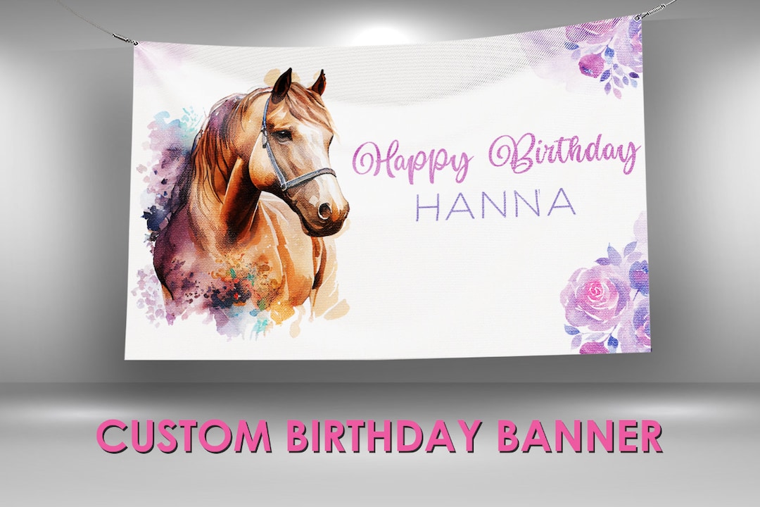 Horse Birthday Banner, Horse Birthday Backdrop, Cowgirl Birthday Party ...