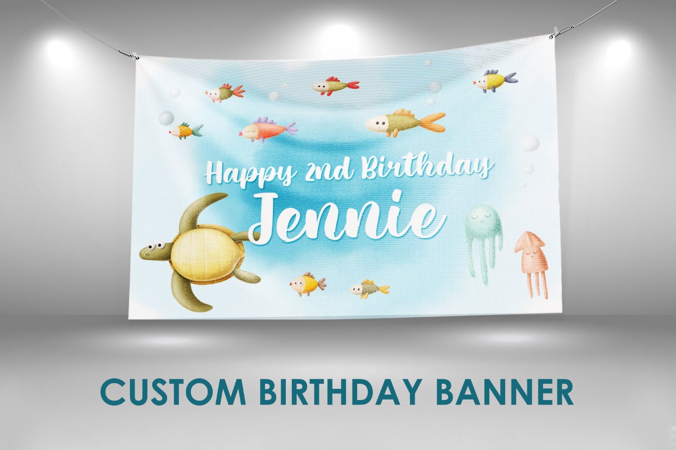Under the Sea Birthday Banner, Under Water Party Decor, Custom Vinyl ...