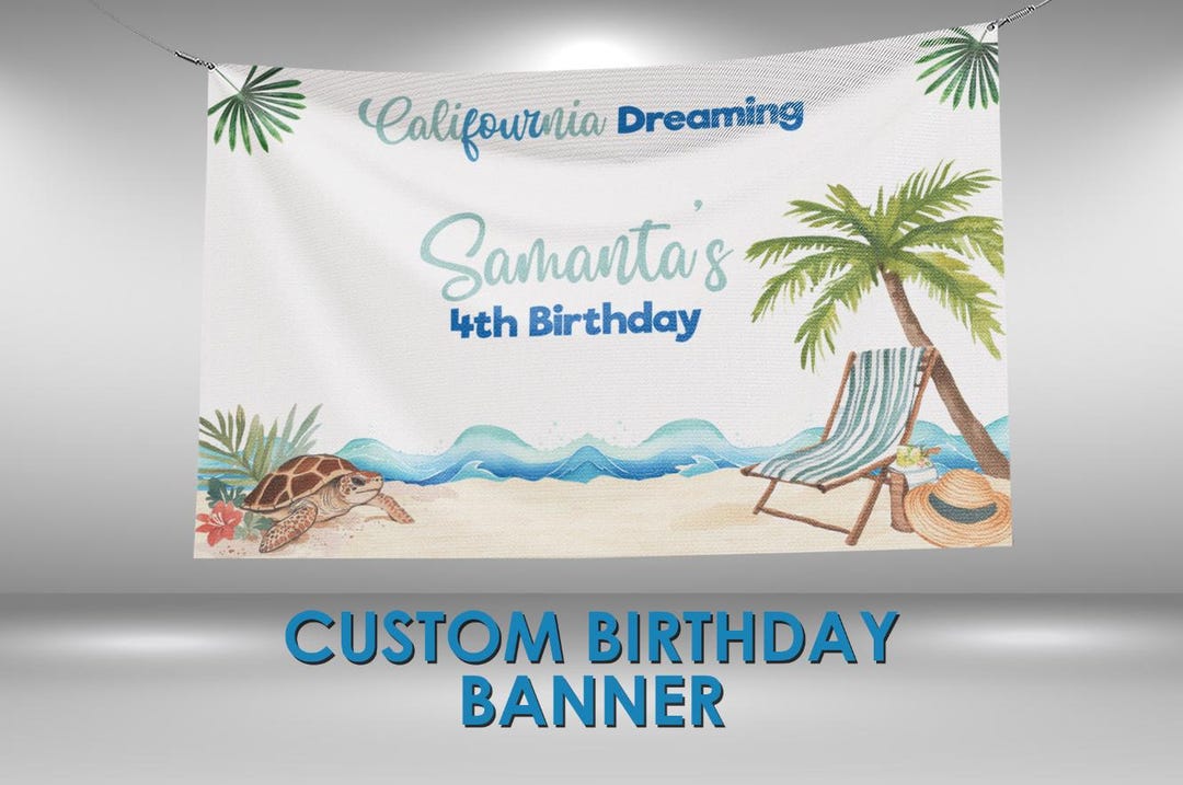 California Birthday Banner, Cali Party Custom Vinyl Banner, California ...