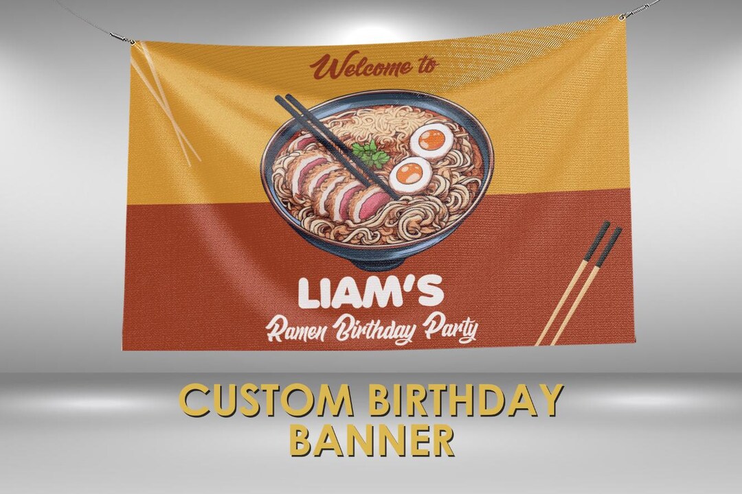 Ramen Birthday Banner, Ramen Party Decorations, Birthday Dinner Vinyl ...