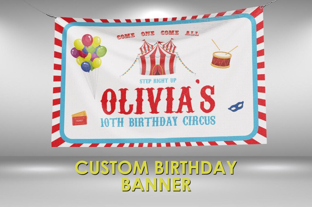 Circus Birthday Banner, Circus Party Custom Vinyl Banner, Carnival ...