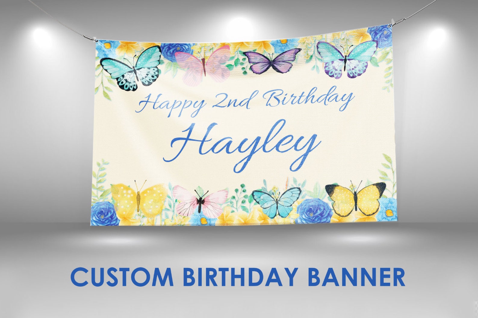Butterfly Birthday Banner, Butterfly Party Decor, Custom Vinyl Banner ...