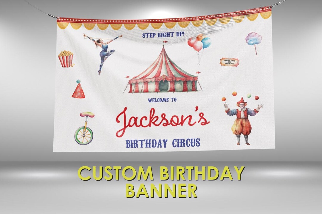 Circus Birthday Banner, Circus Party Custom Vinyl Banner, Carnival ...