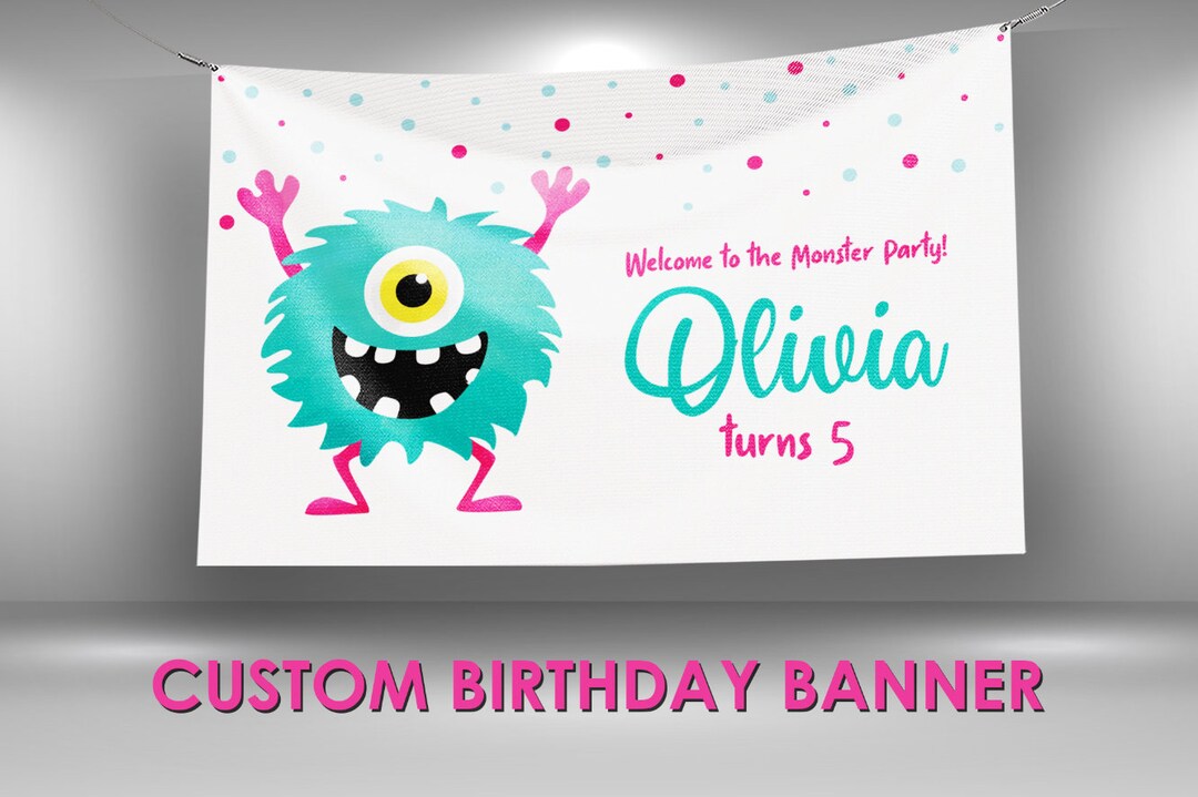 Monster Birthday Banner, Monster Party Decor, Monster Custom Party ...