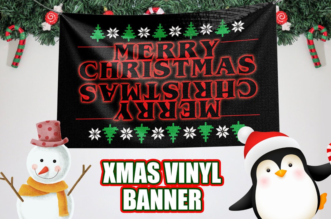 Merry Christmas Banner, Christmas Garage Door Banner, Stranger ...