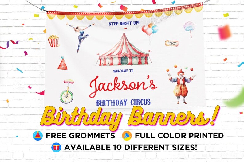 Circus Birthday Banner, Circus Party Custom Vinyl Banner, Carnival ...