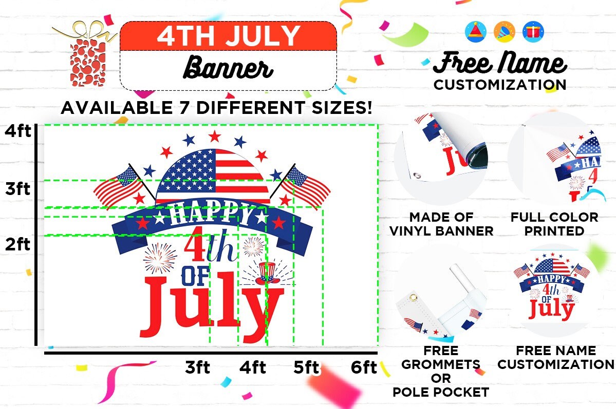 Happy 4th of July Banner Independence Day Banner Decor - Etsy