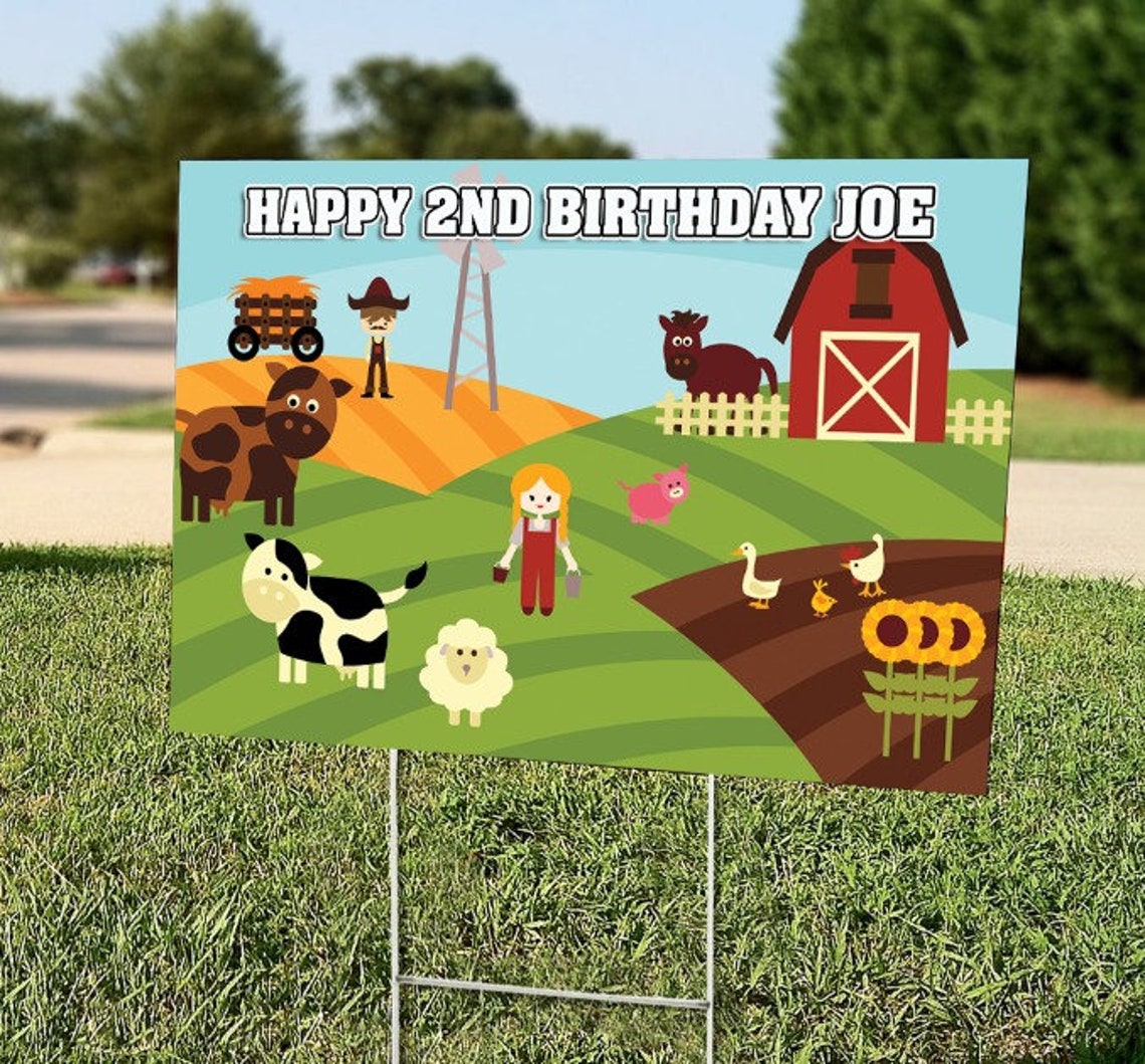 Farm Birthday Custom Yard Signs, Birthday Yard Sign, Custom Birthday ...