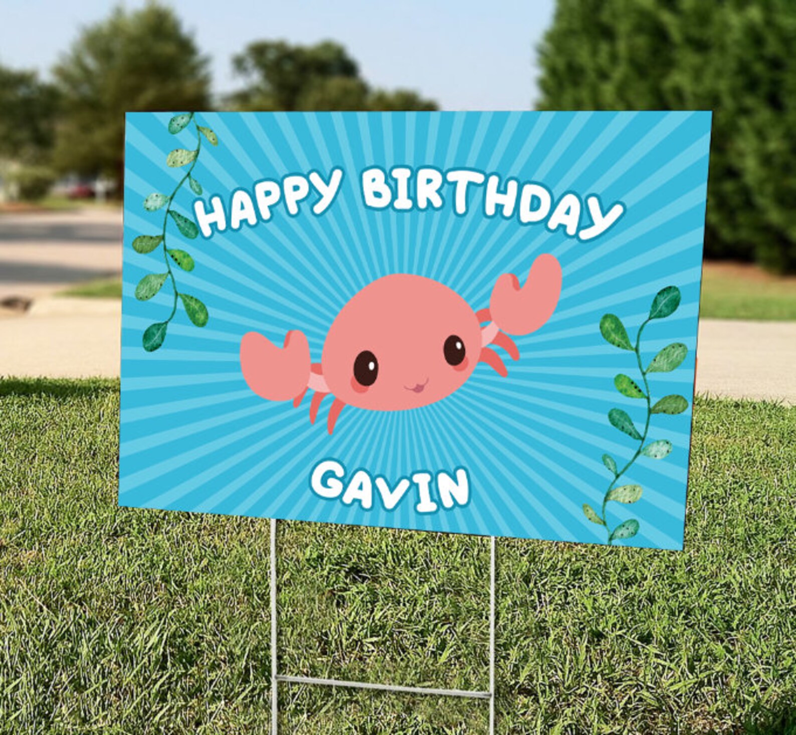 Crab Birthday Banner Crab Party Decor Custom Vinyl Banner | Etsy