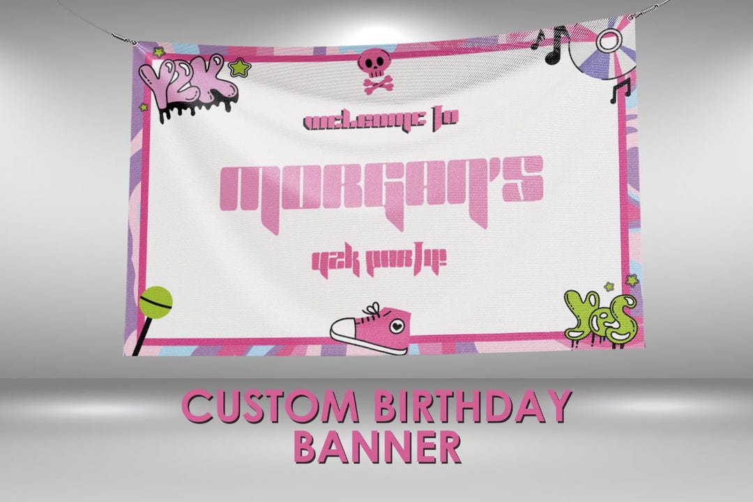 Y2k Birthday Vinyl Banner, Y2k Birthday Party Decorations, Y2k Banner ...
