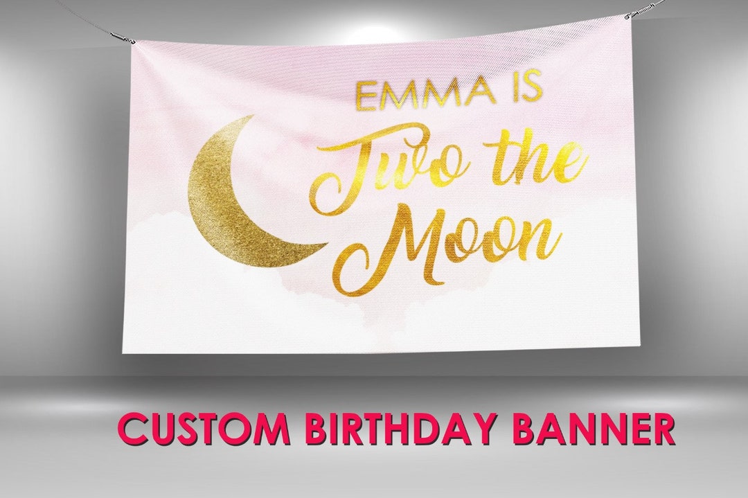 Two the Moon Birthday Banner, Two the Moon Girl Birthday, Moon Party ...