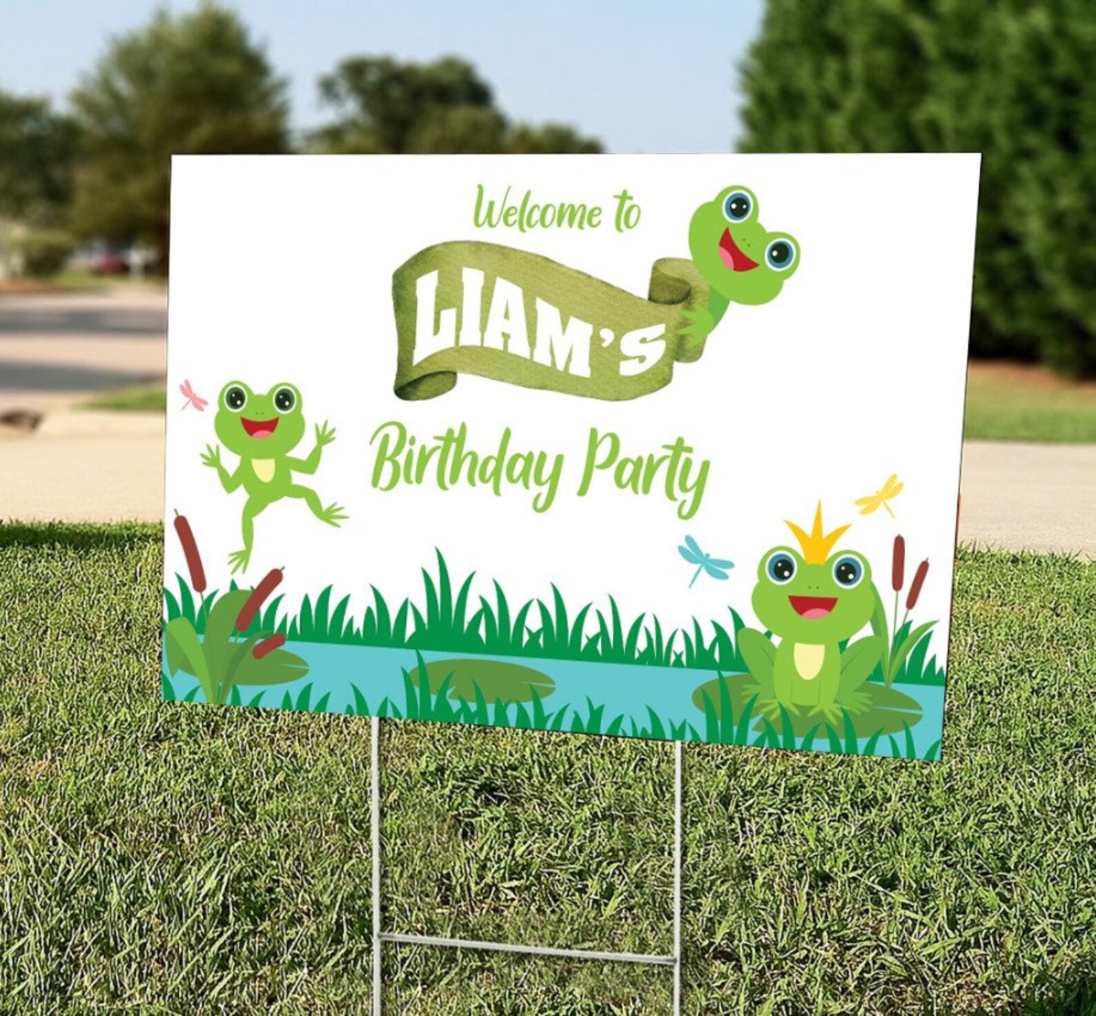 Frog Birthday Banner, Frog Party Birthday Vinyl Banner, Frog Custom ...