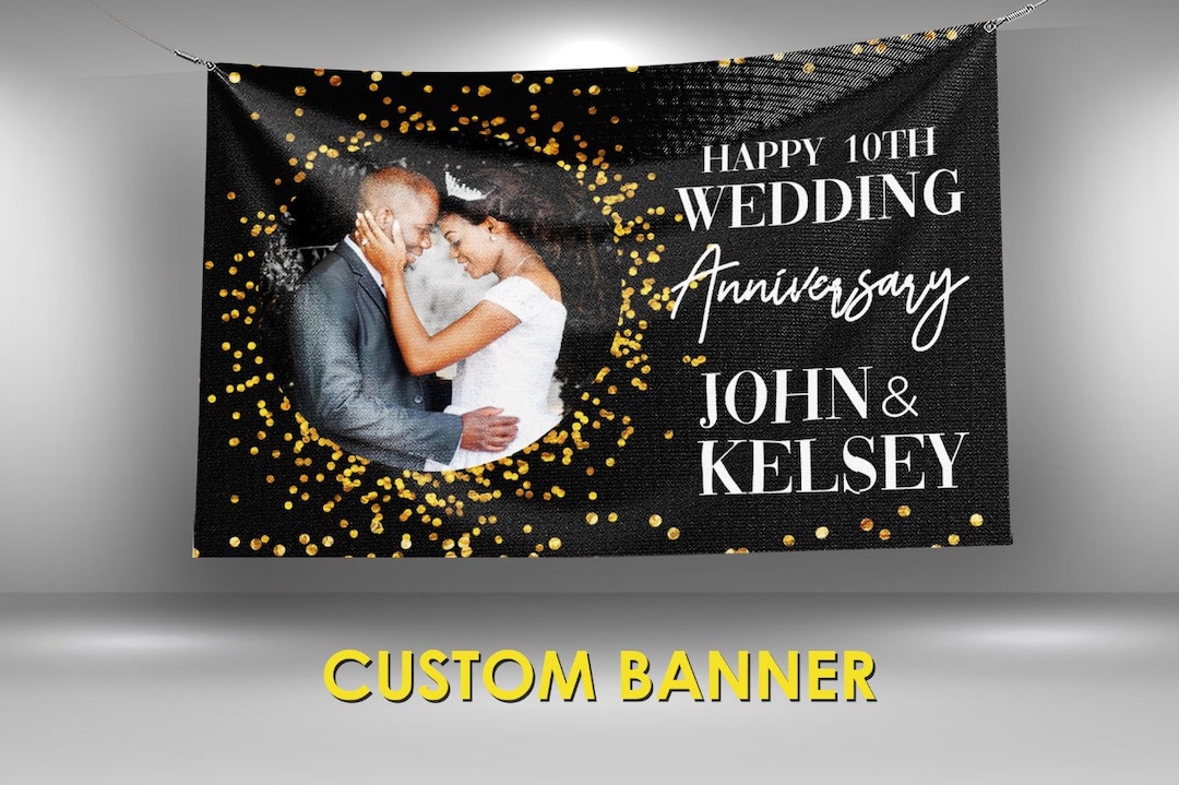 Happy Anniversary Banner, Anniversary Party Custom Banner, Wedding ...