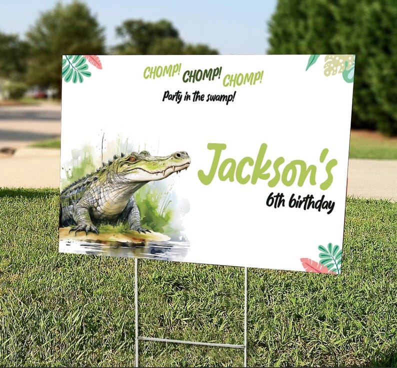 Crocodile Birthday Banner, Crocodile Party Custom Vinyl Banner ...