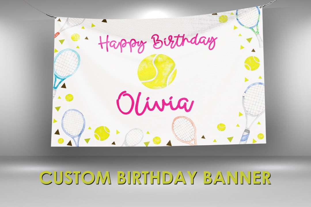 Tennis Birthday Banner, Pink Tennis Party Decorations, Tennis Party ...