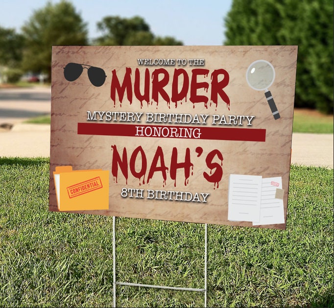 Mystery Birthday Banner, Murder Mystery Party Decor, Custom Vinyl ...