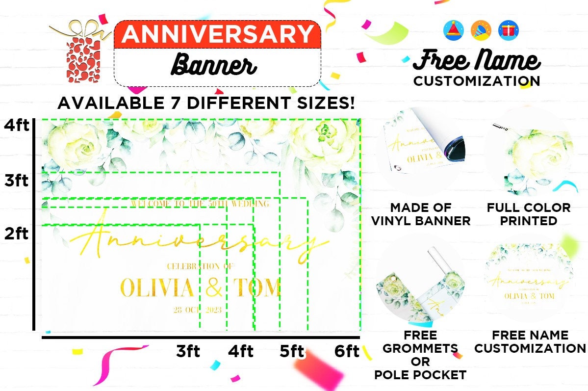 Happy Anniversary Banner Anniversary Party Custom Banner - Etsy