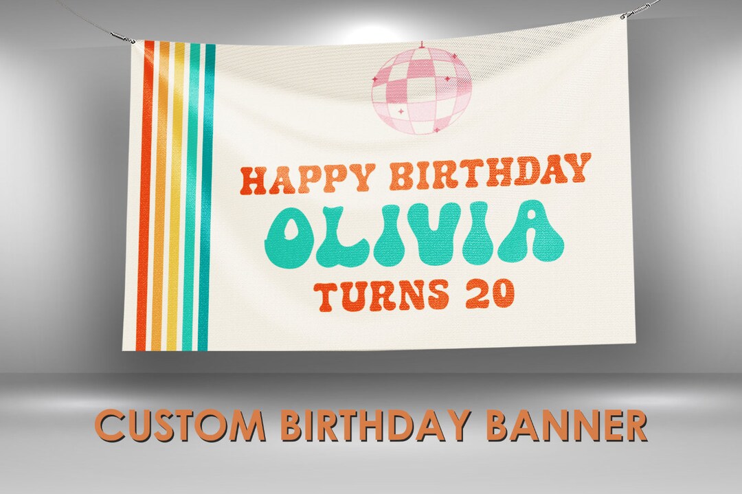 Disco Birthday Banner, Party Disco Decor Vinyl Banner, Disco Birthday ...