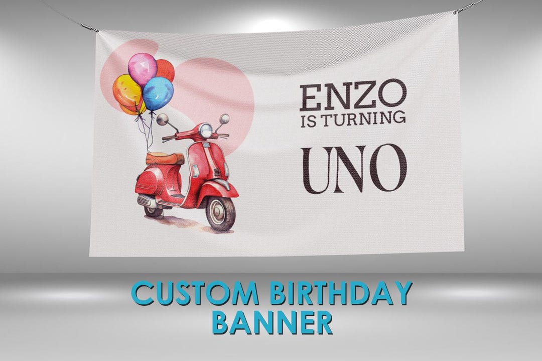 Vespa Birthday Banner, Vespa Party Custom Vinyl Banner, Vespa Theme ...