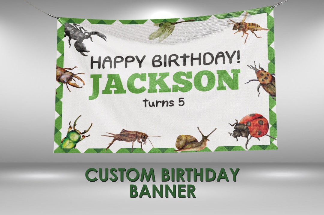 Bugs Birthday Banner, Let's Buzz Party Decorations Vinyl Banner ...