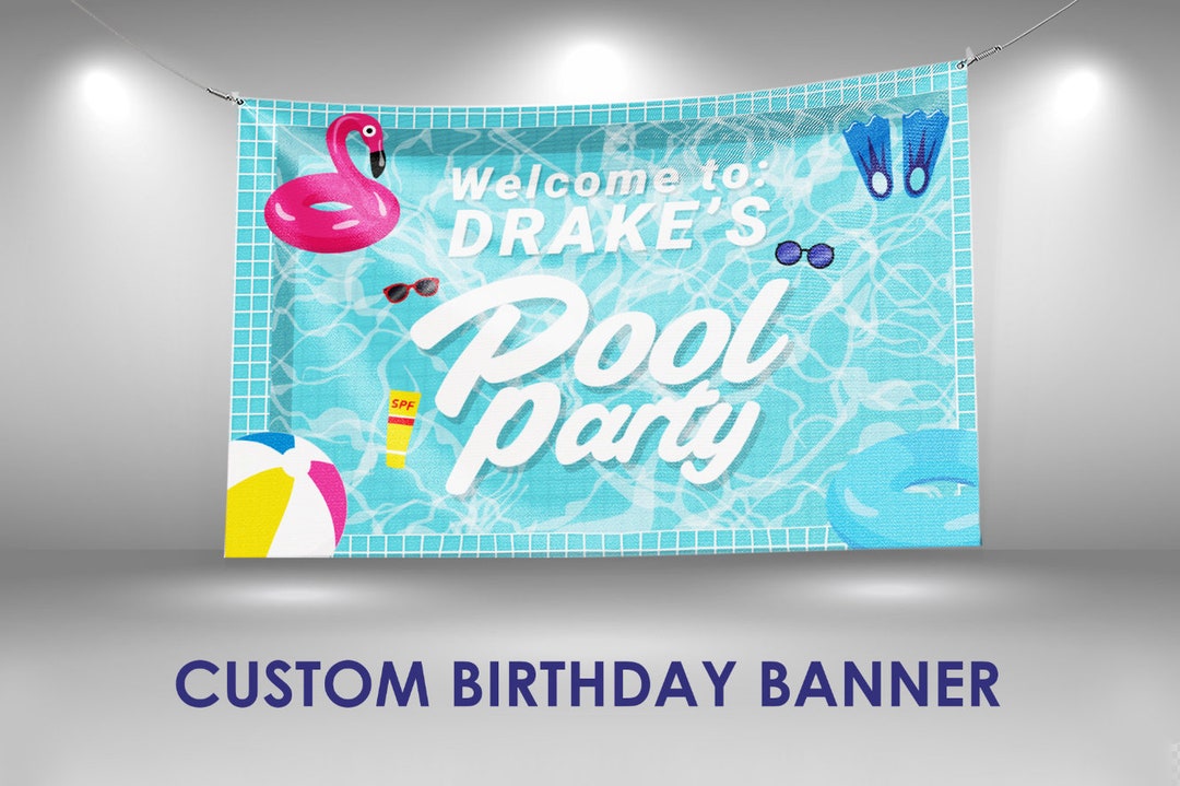 Pool Birthday Banner, Pool Party Decorations, Custom Vinyl Banner ...