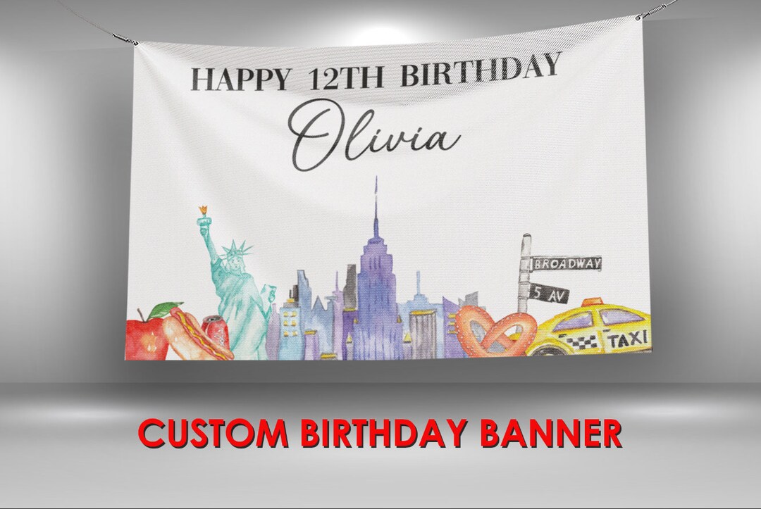 New York City Birthday Banner, Subway NYC Party Decorations, New York ...