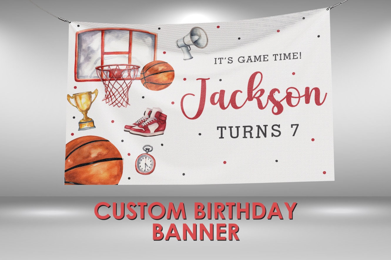Basketball Birthday Banner, Basketball Team Party Decorations ...