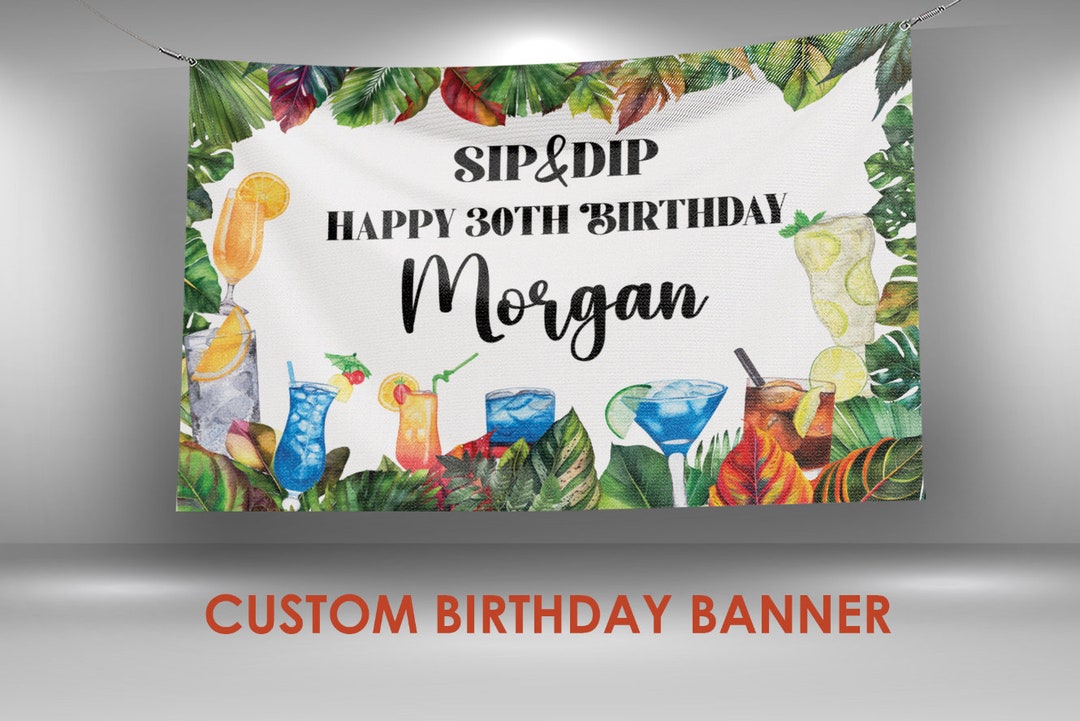 Slips & Dips Birthday Banner Decorations, 30th Birthday Party Banner ...