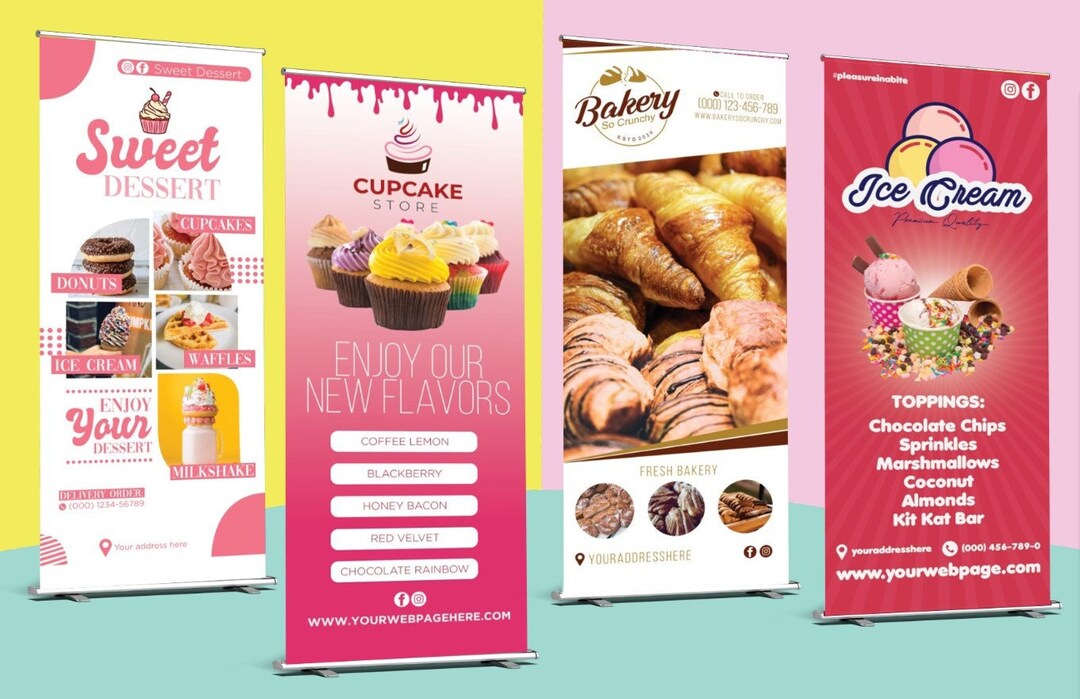 Desserts Bakery Business Sign, Bakery Retractable Banner, Business Sign ...