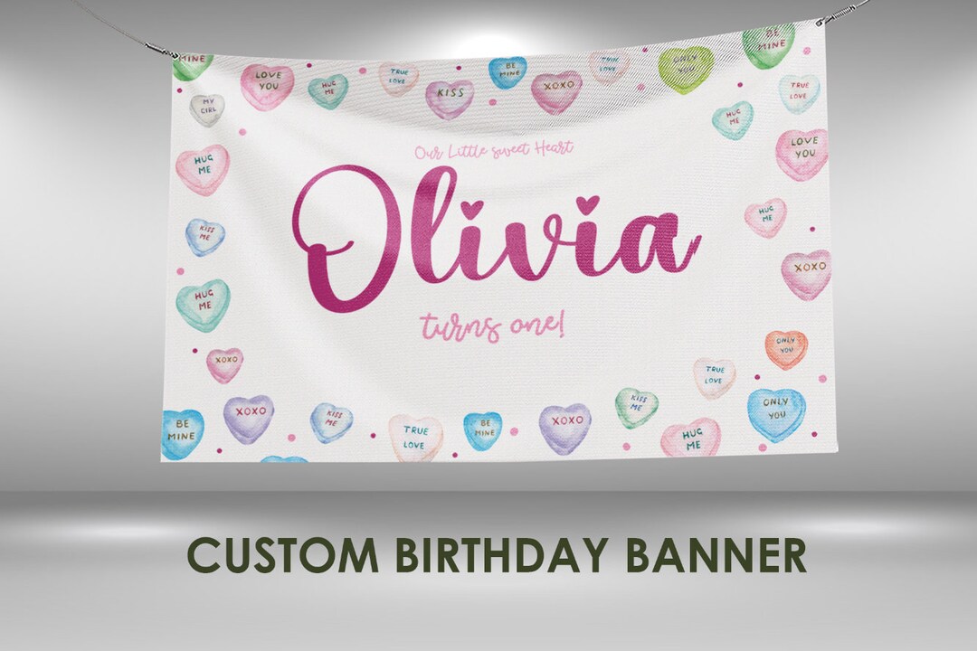 Sweetheart Birthday Vinyl Banner, Valentines Birthday Party Decorations ...