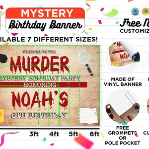 Mystery Birthday Banner, Murder Mystery Party Decor, Custom Vinyl ...