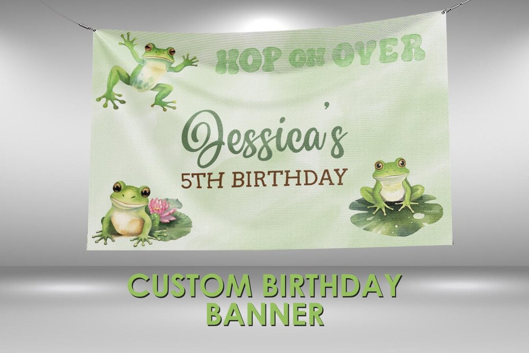 Frog Birthday Banner, Frog Party Custom Vinyl Banner, Frog Theme Party ...