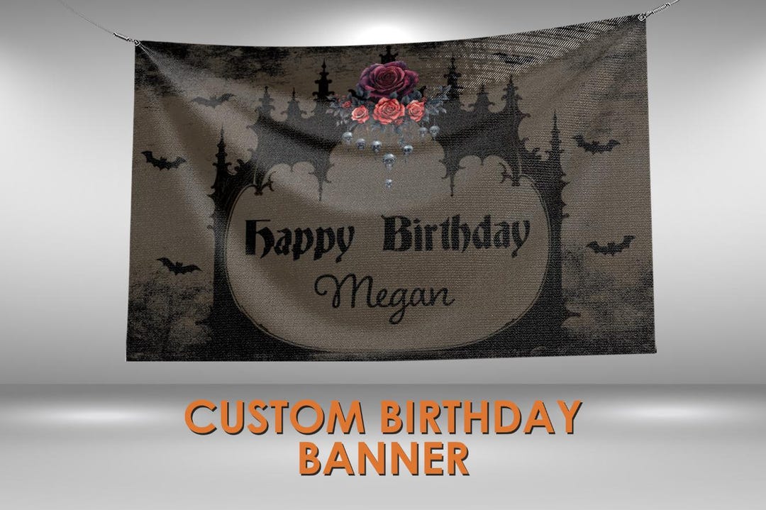 Gothic Vampire Birthday Banner, Custom Vinyl Party Sign - Etsy