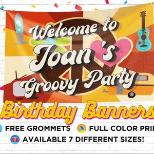 Hippie Birthday Party Kids Signs, Birthday Custom Sign, Vinyl Banner ...