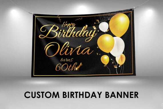60th Birthday Banner 60th Backdrop Decor Custom Vinyl | Etsy