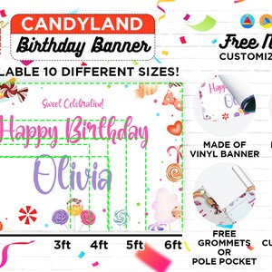 Candyland Birthday Vinyl Banner, Candyland Party Decoration, Candyland ...