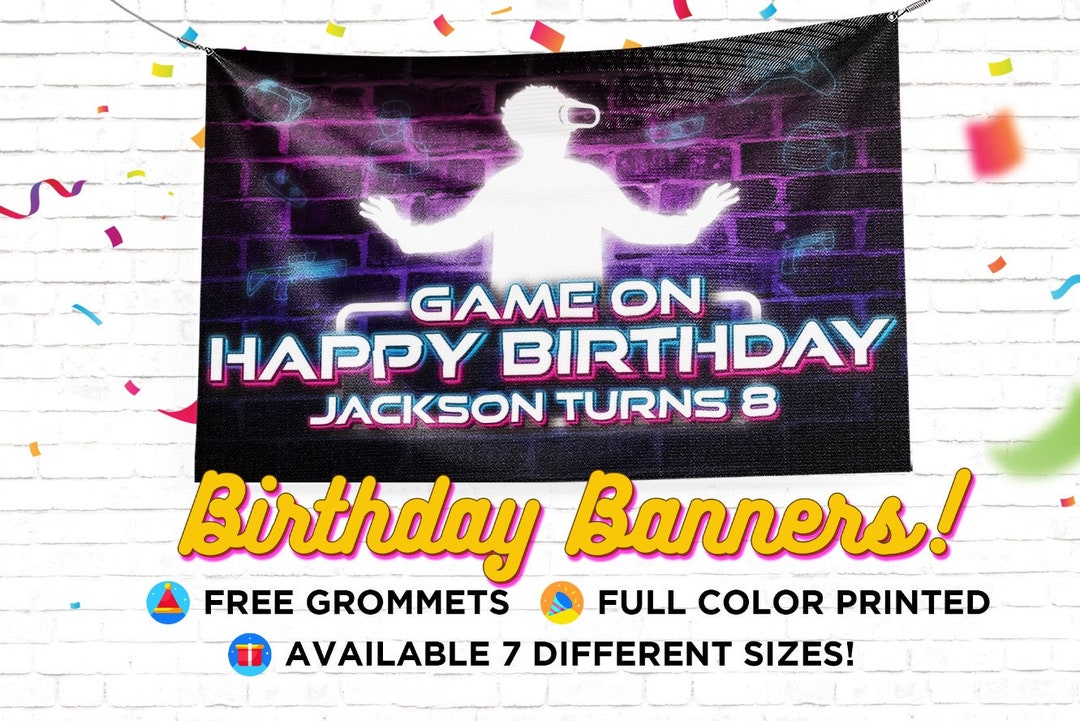 Virtual Reality Birthday Banner, Wall Hanging Banner, Gaming Birthday ...