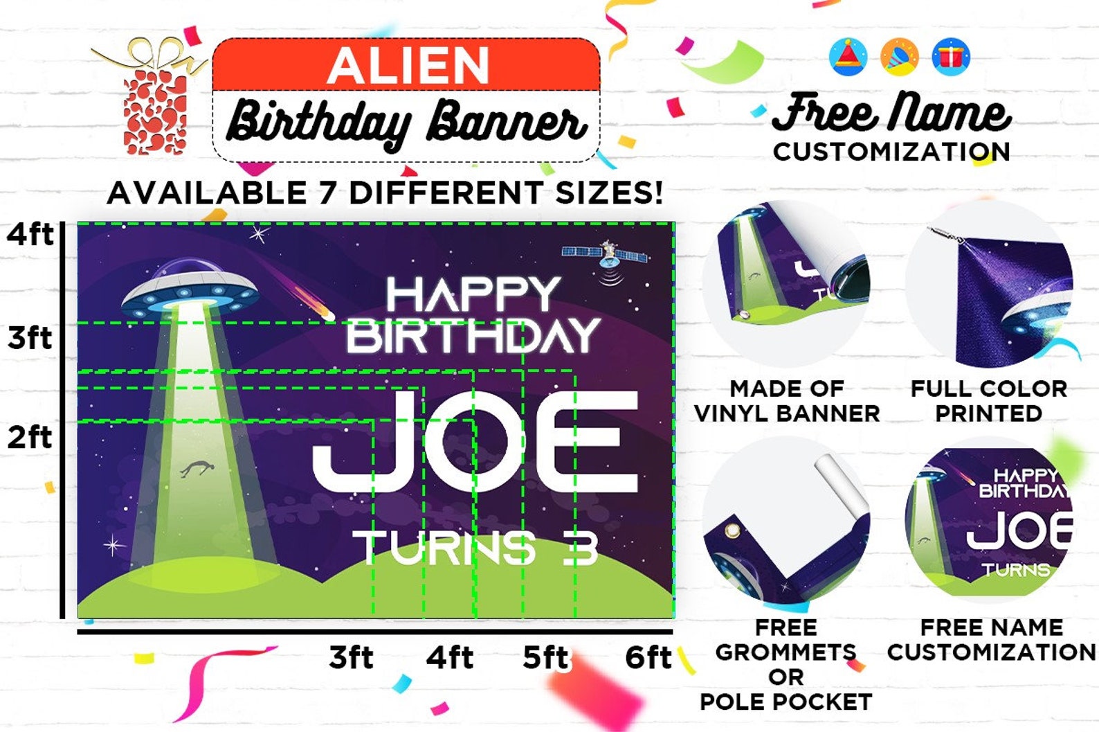 Alien Birthday Banner Alien Birthday Decorations Alien - Etsy