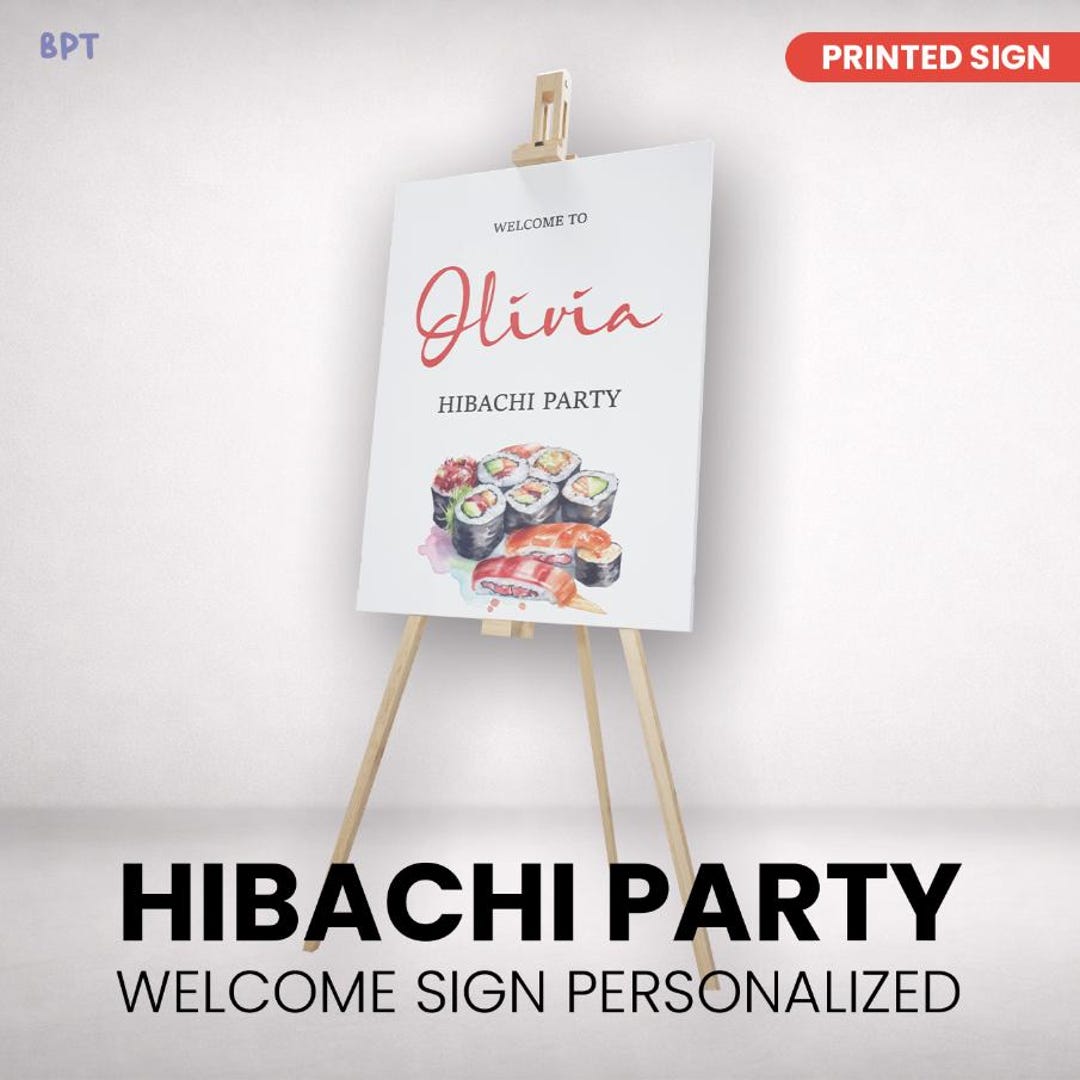 Hibachi Birthday Welcome Sign | Sushi Party Decor | Custom Party Sign ...